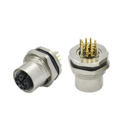 China Front PCB M12 Female Panel Mount Connector Waterproof Connector For Sensor for sale