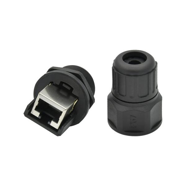 쿠스킨 PA66 방수 Rj45 패널 마운트 잭 8P8C 방수 Rj45 연결기