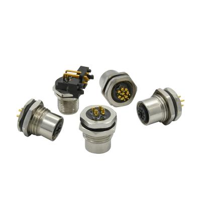 China M12 3 Pins Waterproof Panel Mount Connector 4 Contacts 5 Cores Male Female for sale