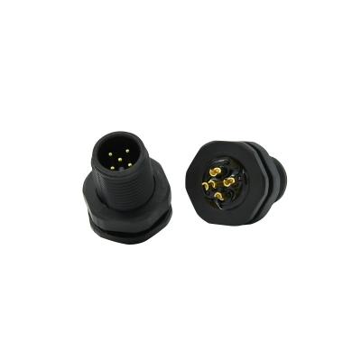 China Circular M12 5 Pin Connector Panel Mounting Male Solder Threaded Waterproof M12 Connector for sale