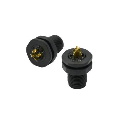 China Circular M12 5 Pin Connector Panel Mounting Male Solder Threaded Waterproof M12 Connector for sale