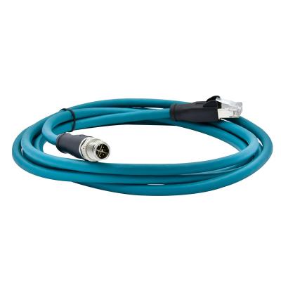 China M12 To Rj45 Waterproof Cable Connectors 4 / 8 Core Ethernet Network Communication for sale
