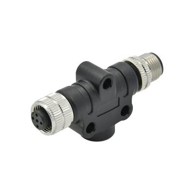China IP68 T Type M12 Waterproof Connector Combined A Code 5Pin Male To Female for sale