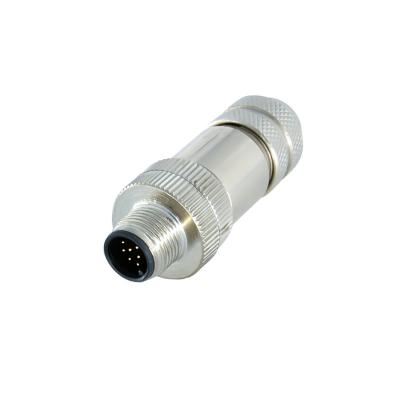 China Assembly Metal M12 Waterproof Connectors 12pin Male And Female Wireable for sale