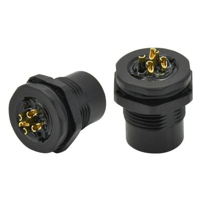 China Circular 4 5 Pin Receptacle Male Female Socket Panel Mount M12 Connectors Waterproof for sale