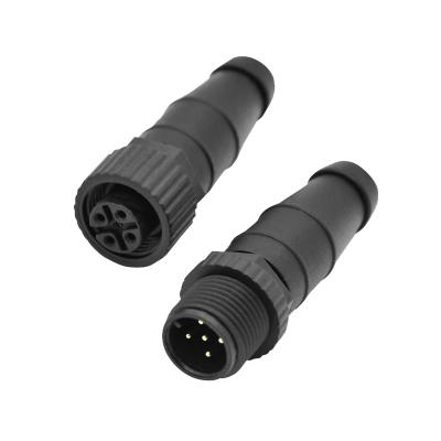 China A B C D Coded 3 5 8 12pin M12 Sensor Connector Male / Female Straight / Right Angle Shield for sale