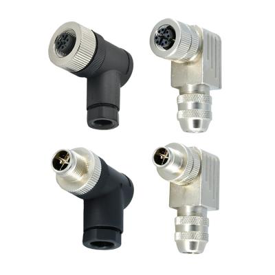China A B C D Coded 3 5 8 12pin M12 Sensor Connector Male / Female Straight / Right Angle Shield for sale