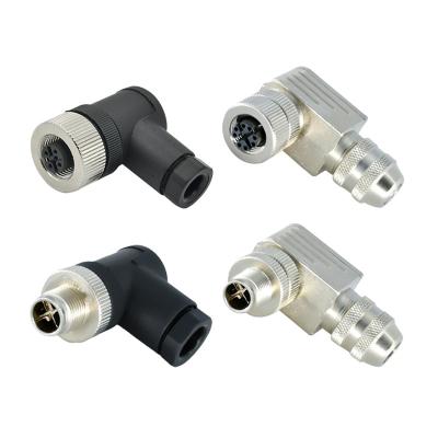China A B C D Coded 3 5 8 12pin M12 Sensor Connector Male / Female Straight / Right Angle Shield for sale