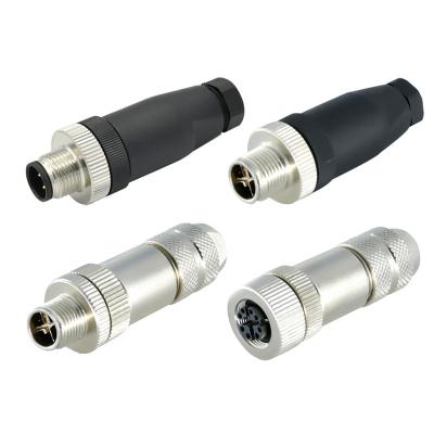 China A B C D Coded 3 5 8 12pin M12 Sensor Connector Male / Female Straight / Right Angle Shield for sale