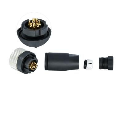 China A B C D Coded 3 5 8 12pin M12 Sensor Connector Male / Female Straight / Right Angle Shield for sale
