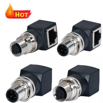 China M12 to RJ45 Ethernet Connector Male Female IP67 Waterproof 3-17 Pin for sale
