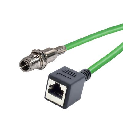 China M12 8 Pin X-Coded Male to RJ45 Gigabit Ethernet Cable IP67 for sale