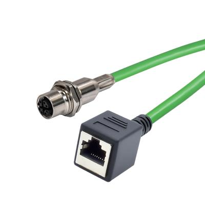 China M12 8 Pin X-Coded Male to RJ45 Gigabit Ethernet Cable IP67 for sale