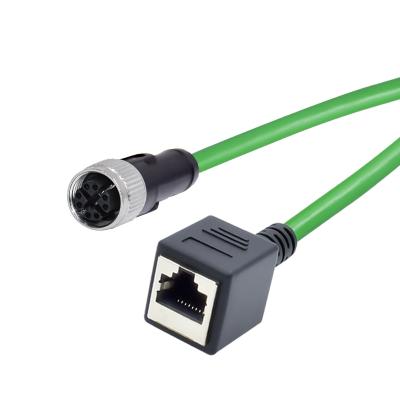 China M12 8 Pin X-Coded Male to RJ45 Gigabit Ethernet Cable IP67 for sale