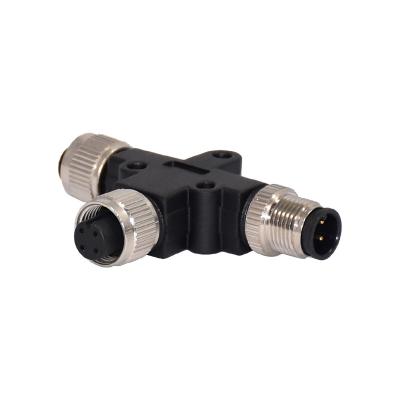 China Rigoal 4pins M12 Waterproof Connector Female To Male T Type Cable Connector for sale