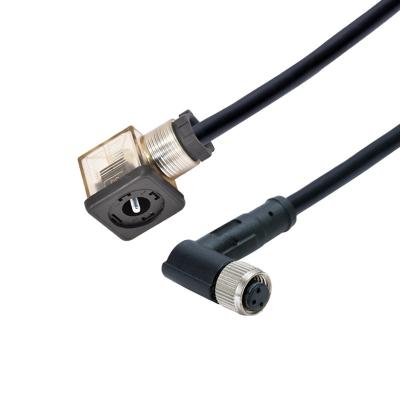China M12 Molding Female Solenoid Cable Connector 8mm 9.4mm 10mm 11mm 18mm for sale