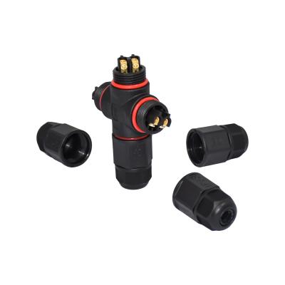 China 7.5mm LED Waterproof Connector 4ways IP67 Screw T Type Assembly 2 Pin Solar Connector for sale