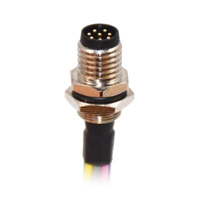 China Front Mount Back Mount Panel Mount M8 Socket Connector With Wires 3pin Female With Pigtail for sale