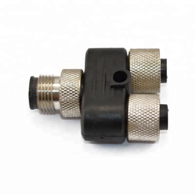 China Waterproof IP67 Y Type Splitter M12 Adapter Connector For 2 Female To 1 Male for sale