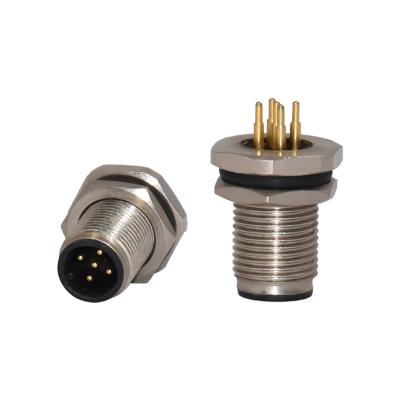 China Conector da montagem 4A 250V D/C de Front Fastened Fix Screw Panel do homem de M12 Watreproof IP67 5pin à venda