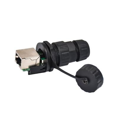 China 24AWG 2.4A RJ45 Waterproof Connector IP67 Straight Panel Mount Socket for sale