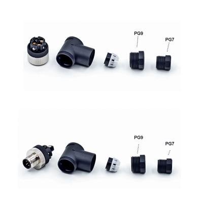 China M12 4pin D Coding Male  straight screw assembly waterproof connector  M12 installed connector for sale