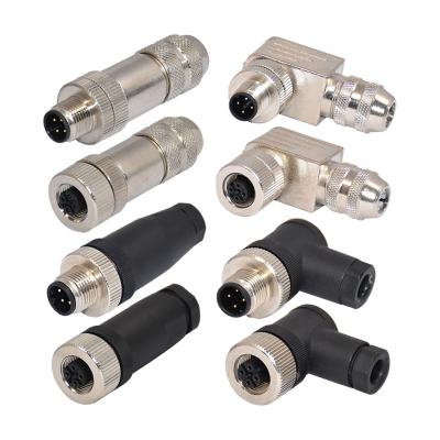 China M12 4pin D Coding Male  straight screw assembly waterproof connector  M12 installed connector for sale