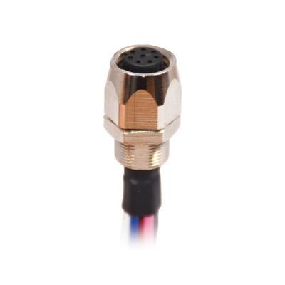 China Waterproof Solder Type 3 4 5 8 12 Pin Panel Mount M8 Connector With Wire Pigtail for sale