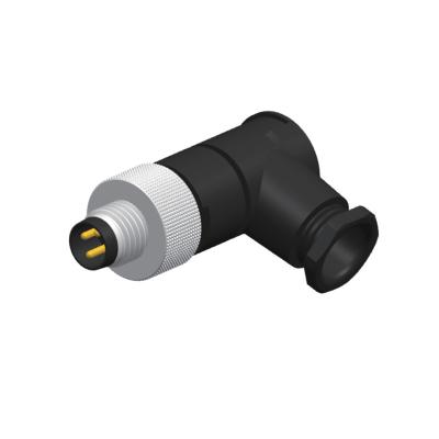 China 4 Pole Male M8 Waterproof Connector Right Angled Field Installable For Automtive Signals for sale