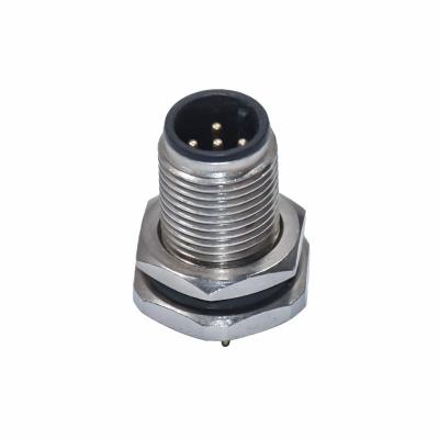 China Electronics Housings 5 Pin Straight M12 Waterproof Screw Lock Wire PCB Panel Flang Connector for sale