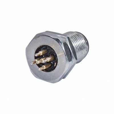China Electronics Housings 5 Pin Straight M12 Waterproof Screw Lock Wire PCB Panel Flang Connector for sale