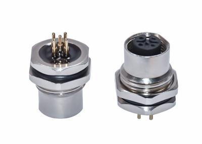 China Electronics Housings 5 Pin Straight M12 Waterproof Screw Lock Wire PCB Panel Flang Connector for sale