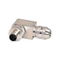 China IP67 M12 Waterproof Connector Right Angle Elbow 4 Pin A Code Solder Male for sale