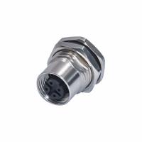 China M12 D Coded 4 Pin Female Front Panel Mount Connector IP68 PA66 Ethernet Profinet 250V 4A for sale