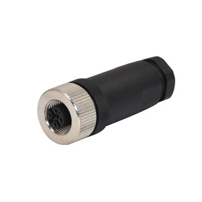 China Wireable M12 Waterproof Connector Detachable IP67 CuZn Round Circular Connector 4 Pin RG PA66 for sale