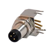 China IP67 Circular M8 PCB Connector Elbow Panel 3 Pin CuZn Copper A Coding for sale