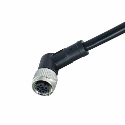 China Pa66 Screw M12 Waterproof Connector 90 Degree Overmolded Cable M12 Cuzn for sale