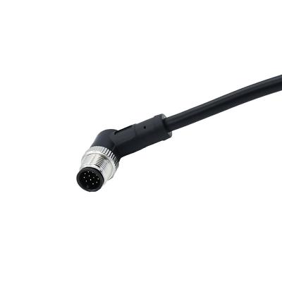 China Field Attachable M12 Waterproof Connector TPU GF Angle 12 Pin Nickel Plated for sale