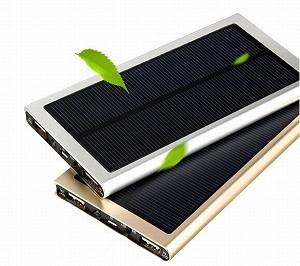 China Ultra Slim Dual USB Solar Power Bank Battery Charger With Flashlight for sale