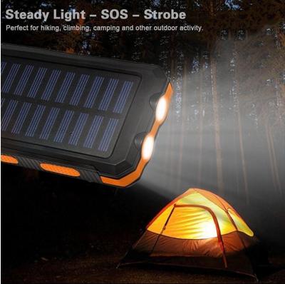 China Outdoor Compass fully Waterproof multi phone charger solar power bank with full capacity 10000mah for sale