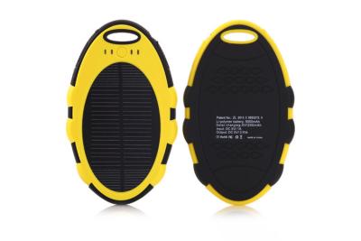 China Small Yellow Solar Charger Power Bank 5000mah , Waterproof Solar Powered Phone Charger for sale