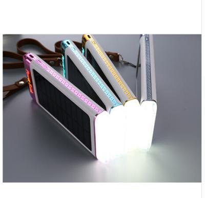 China Solar charger power bank  3 USB 20000mah Newest solar energy flashlight power bank for sale