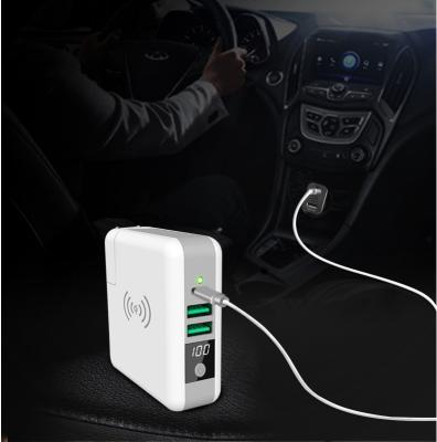 China 6700MAH Qi Wireless Charging 6700mAh Power Bank with Led Display USB Global Travel Charger for sale