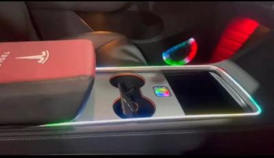 Cina Luci ambientali Sinfonia arcobaleno dinamica Radium scultura + pannello coppa d'acqua + pannello porta anteriore + piccolo retro per Tesla Modello Y ((20 in vendita