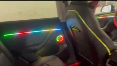 Cina Luci ambientali Sinfonia arcobaleno dinamica Radium scultura + pannello coppa d'acqua + pannello porta anteriore + piccolo retro per Tesla Modello Y ((20 in vendita
