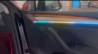 Cina Luci ambientali Sinfonia arcobaleno dinamica Radium scultura + pannello coppa d'acqua + pannello porta anteriore + piccolo retro per Tesla Modello Y ((20 in vendita