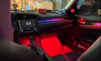 China Omgevingsverlichting Regenboog symfonie dynamische koolstofvezel Ribbon stijl + zadelvezel voor Honda Civic ((2016-2021) Te koop