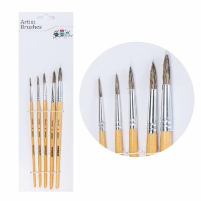 China Wooden Handle Round Tip #12 Artist Paint Brushes Set for sale