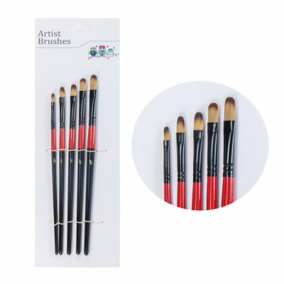 China Oval Head Nylon Hair Black Aluminum Ferrule Artist Brush Set for sale