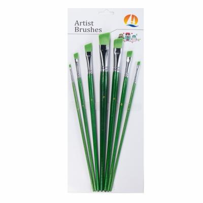 China Green Nylon Hair Wood Handle 12# Artist Paint Brushes Set for sale